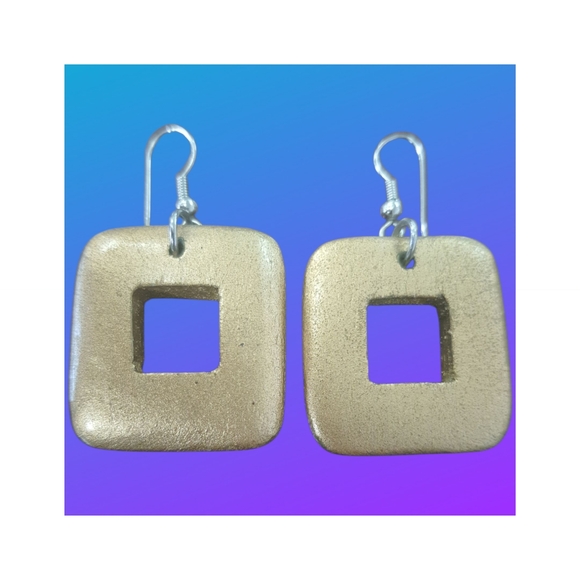 Jewelry | Gold Square Dangle Earrings | Poshmark
